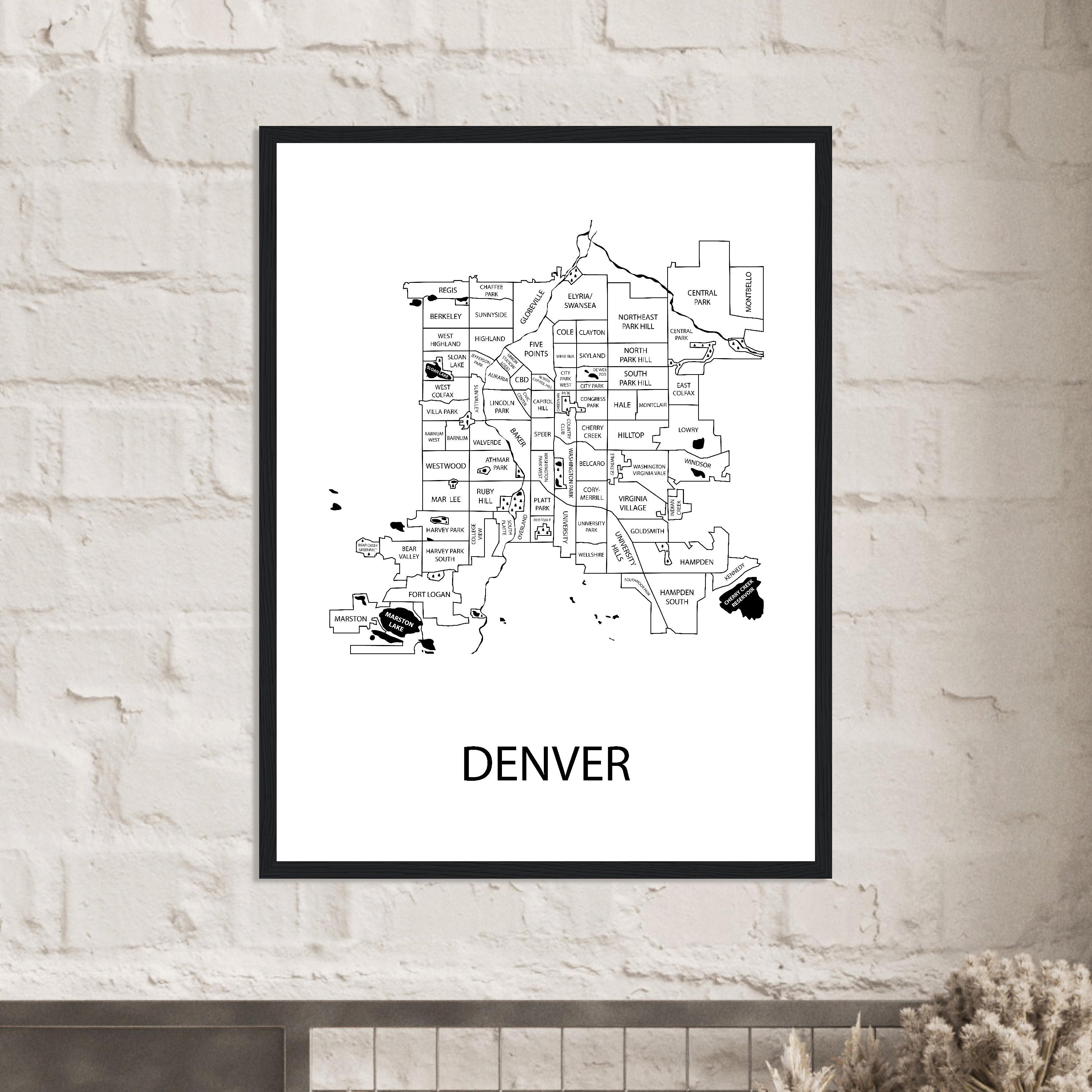 University of Denver Map Print, Denver Neighborhood Map Poster ...