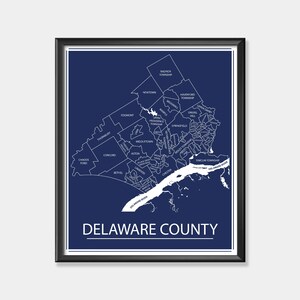 Delaware County PA Map Customizable Delco PA Print | Etsy