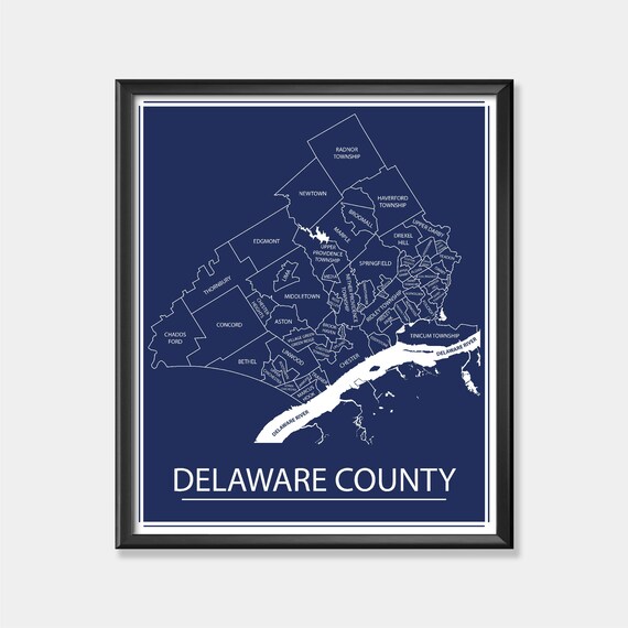 Delaware County PA Map Customizable Delco PA Print - Etsy