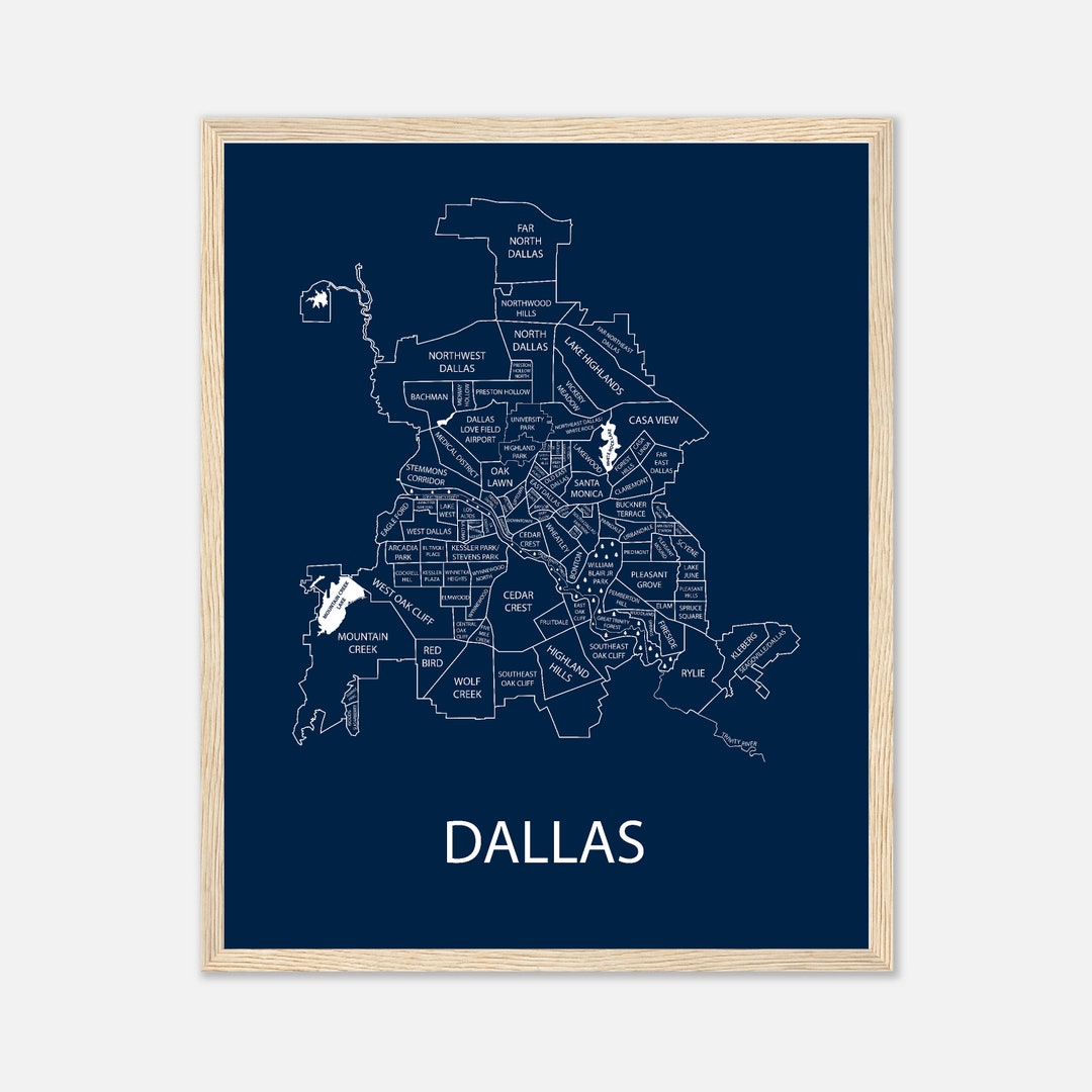 Dallas Neighborhood Map Art Print: Texas Wall Decor - Etsy