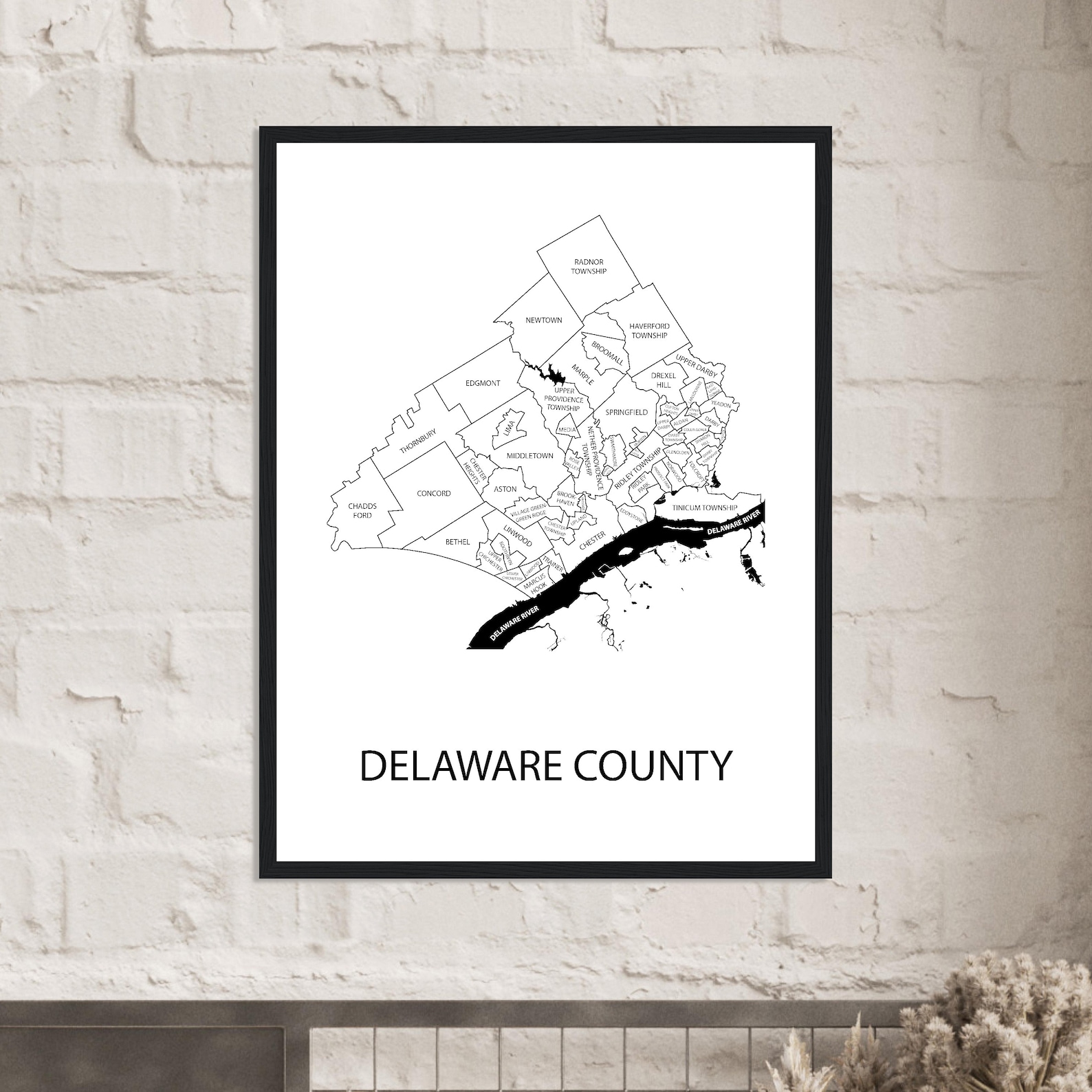 Delaware County PA Map, Customizable Delco PA Print, Personalized Map ...