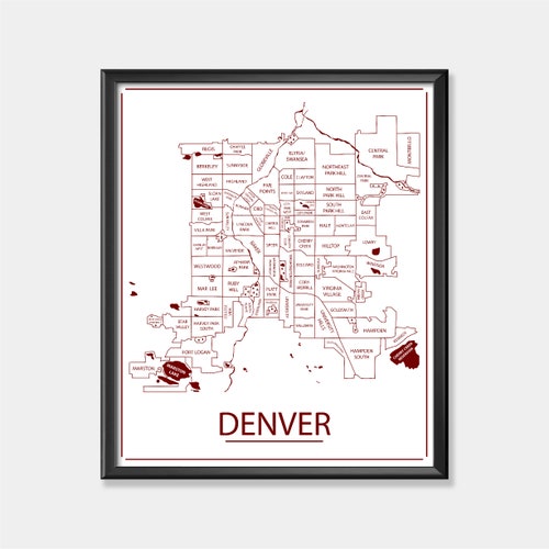 Denver Map Print Colorado CO USA Map Art Poster Printable - Etsy