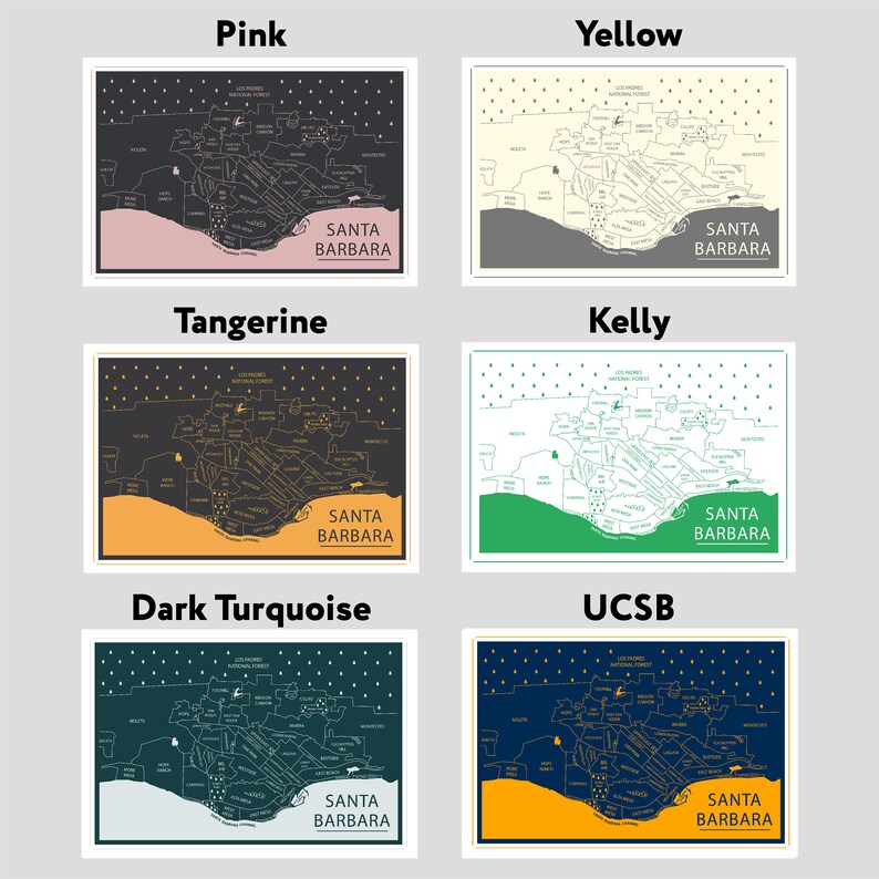 UCSB Map Decor Santa Barbara College Print Poster University - Etsy