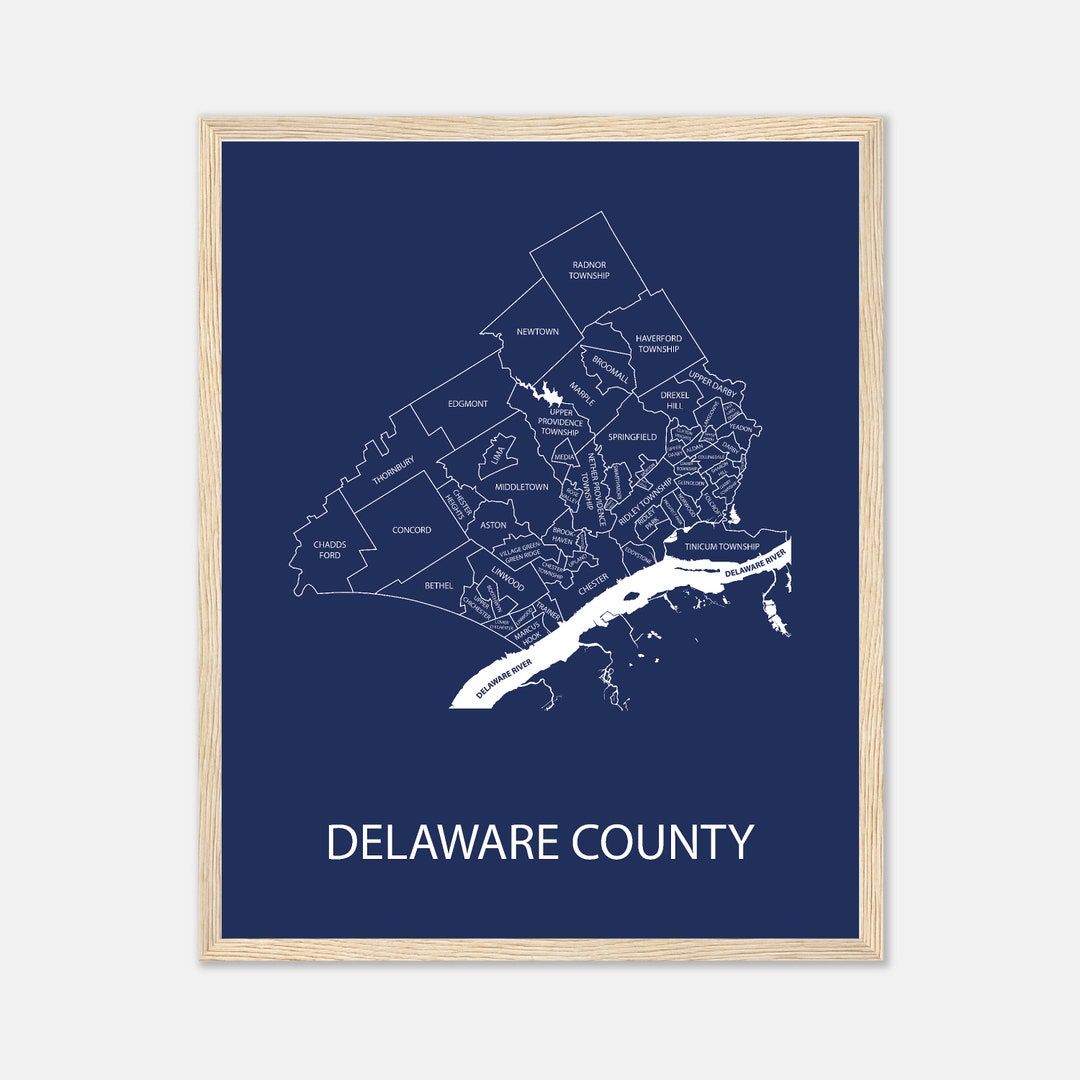 Delaware County PA Map, Customizable Delco PA Print, Personalized Map ...