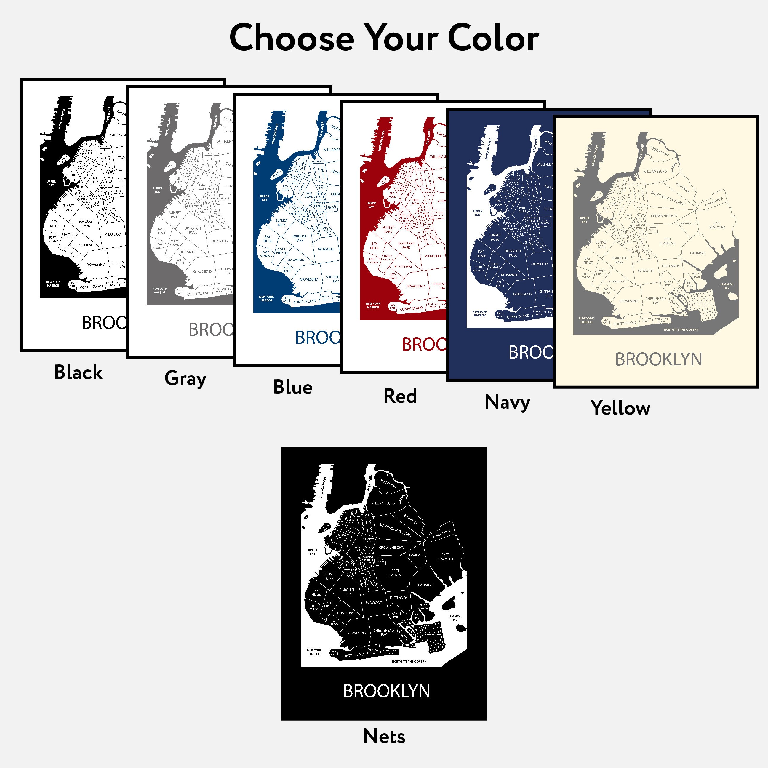 Brooklyn Map Print, Brooklyn Map Color Art, Personalized Gifts for Men ...