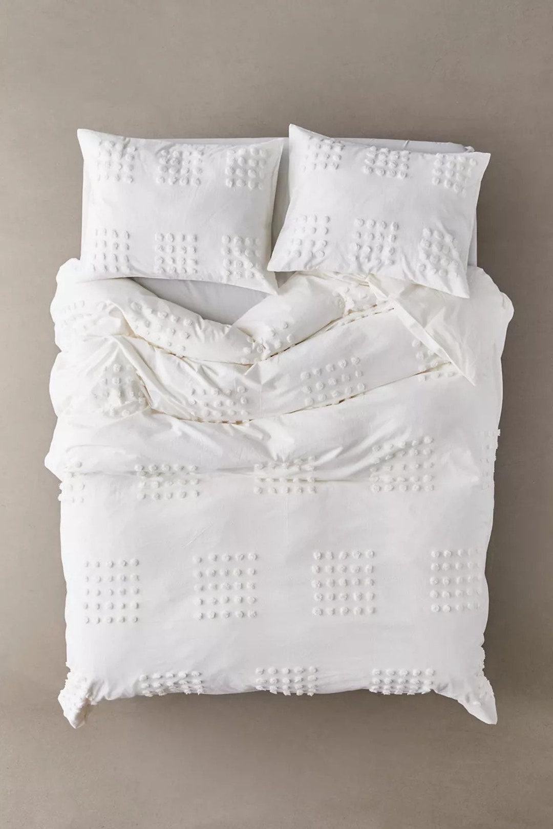 3 Pcs Modern Grid Tufted Cotton Duvet Cover Set Boho Duvet Set - Etsy