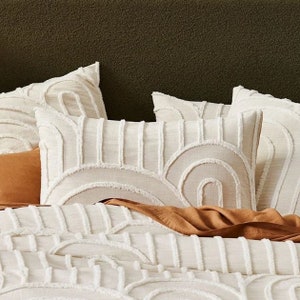 3 Pcs Set Ivory Bedding Set Twin Queen King Tufted Bedding Bohemian ...