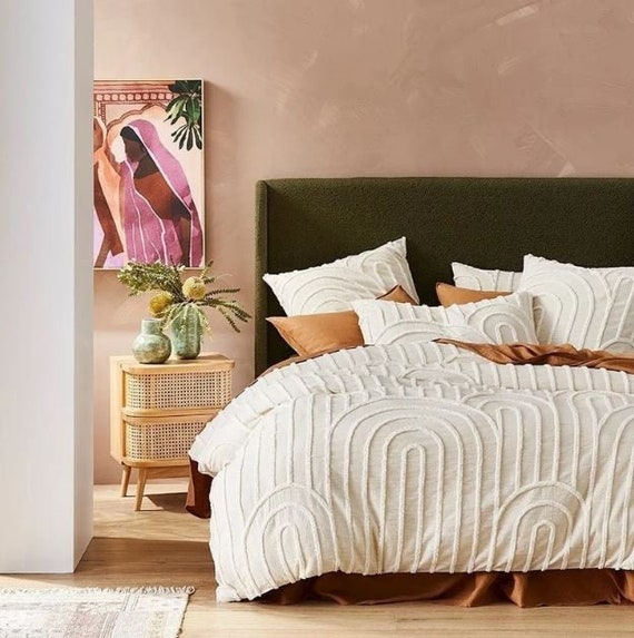 3 Pcs Set Ivory Bedding Set Twin Queen King Tufted Bedding - Etsy