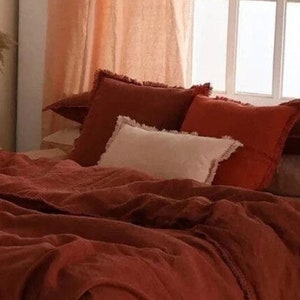Rust Twin Bedding Duvet Cover Set, King Duvet Rust Comforter Set Rust 3 ...