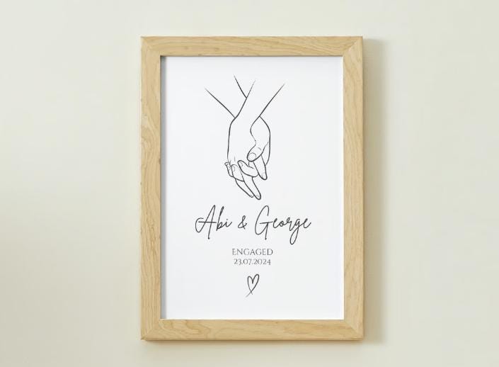 Digital Product Personalised Print Template, Custom Couple Names and ...