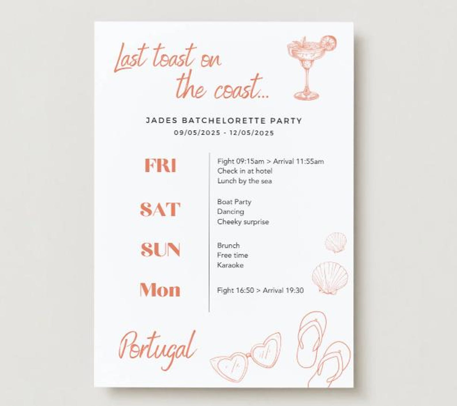 Editable Hen Party Itinerary Template & Bonus Welcome Board | Last ...