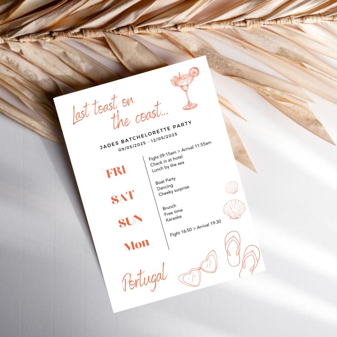 Editable Hen Party Itinerary Template & Bonus Welcome Board | Last ...