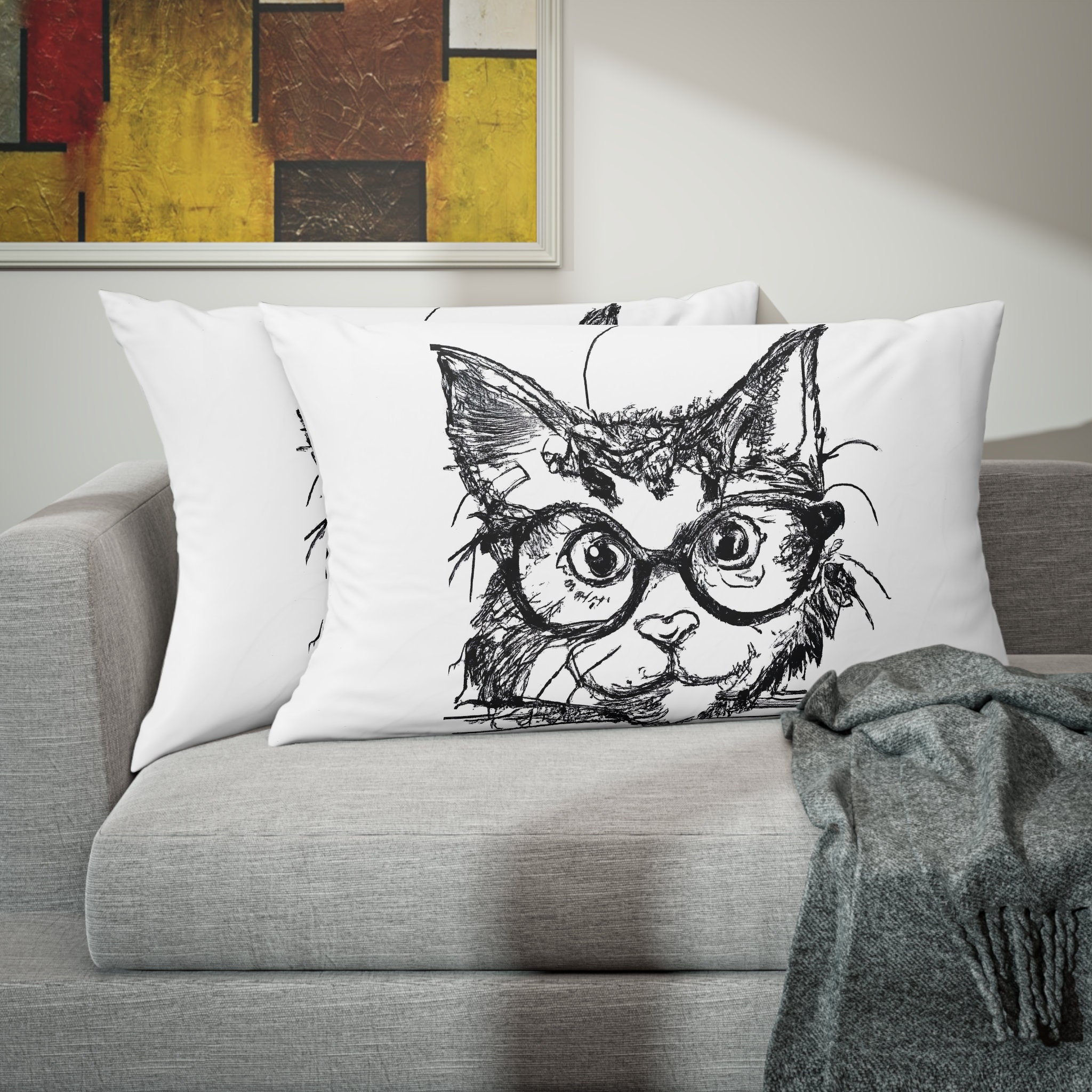Instant Download Art Print Line Art Intense Cat Artwork - Etsy
