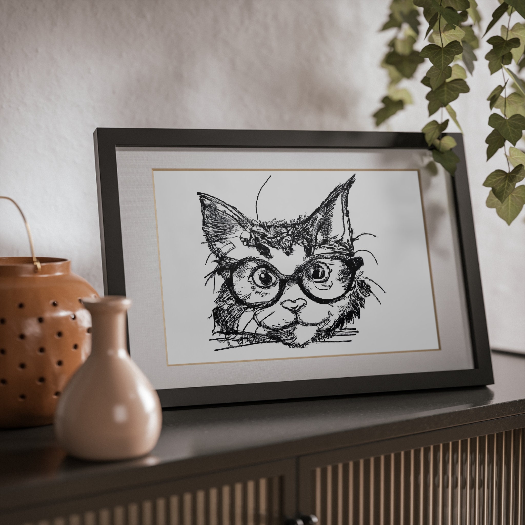 Instant Download Art Print Line Art Intense Cat Artwork - Etsy