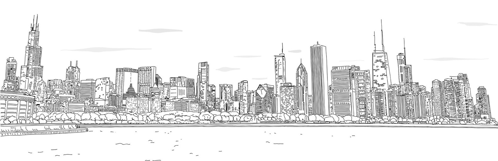 Chicago Skyline Panoramic View. Panorama Cityscape With Skyscrapers ...