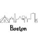 Boston Skyline Line Drawing, Simple Skyscraper Panoramic View ...