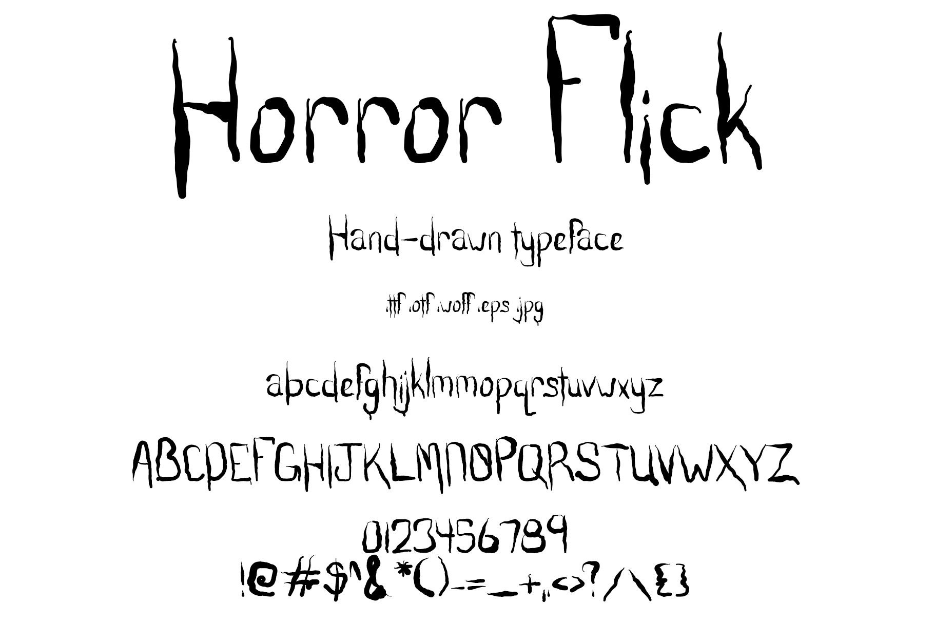 Font Horror Flick. A Creepy, Scary Halloween Character Set With Letters ...