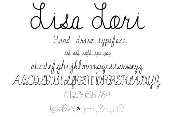 Font Lisa Lori A Cute Handwritten Hand Drawn Script Font | Etsy