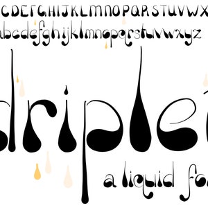 Font Driplet, A Cute, Watery Letter and Character Set. Hand Drawn With ...