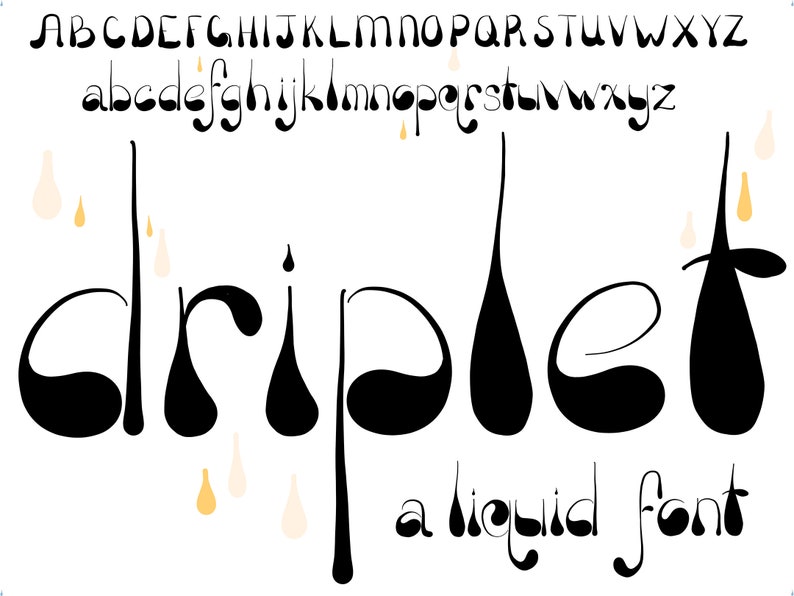 Font Driplet, A Cute, Watery Letter and Character Set. Hand Drawn With ...