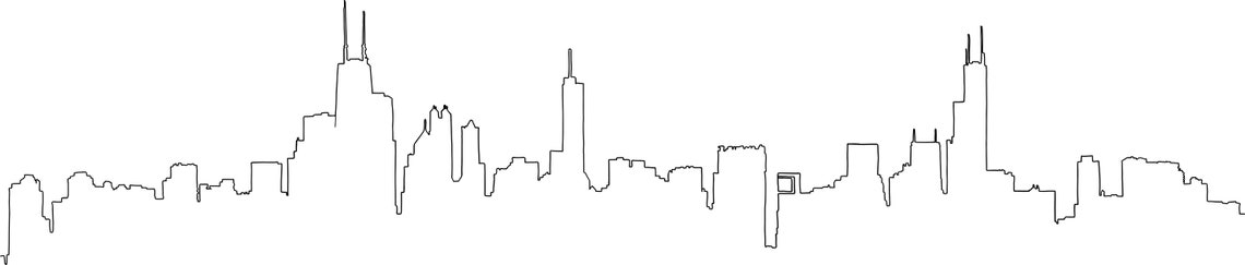 Chicago Skyline Line Drawing, Simple Skyscraper Panoramic View ...