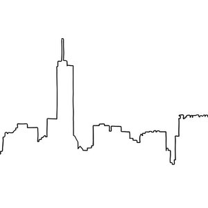 Chicago Skyline Line Drawing, Simple Skyscraper Panoramic View ...