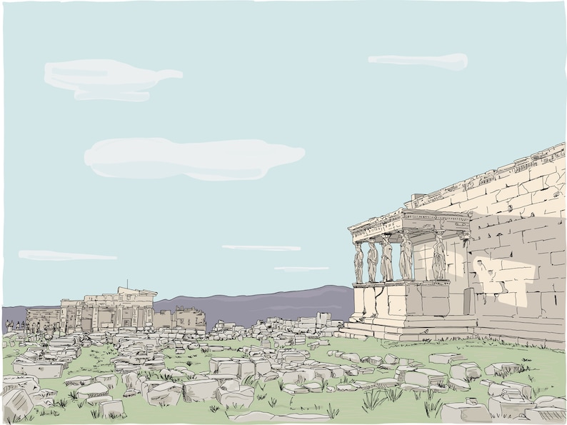 Acropolis of Athens, Greece. Ancient Ruins and the Caryatid Porch ...