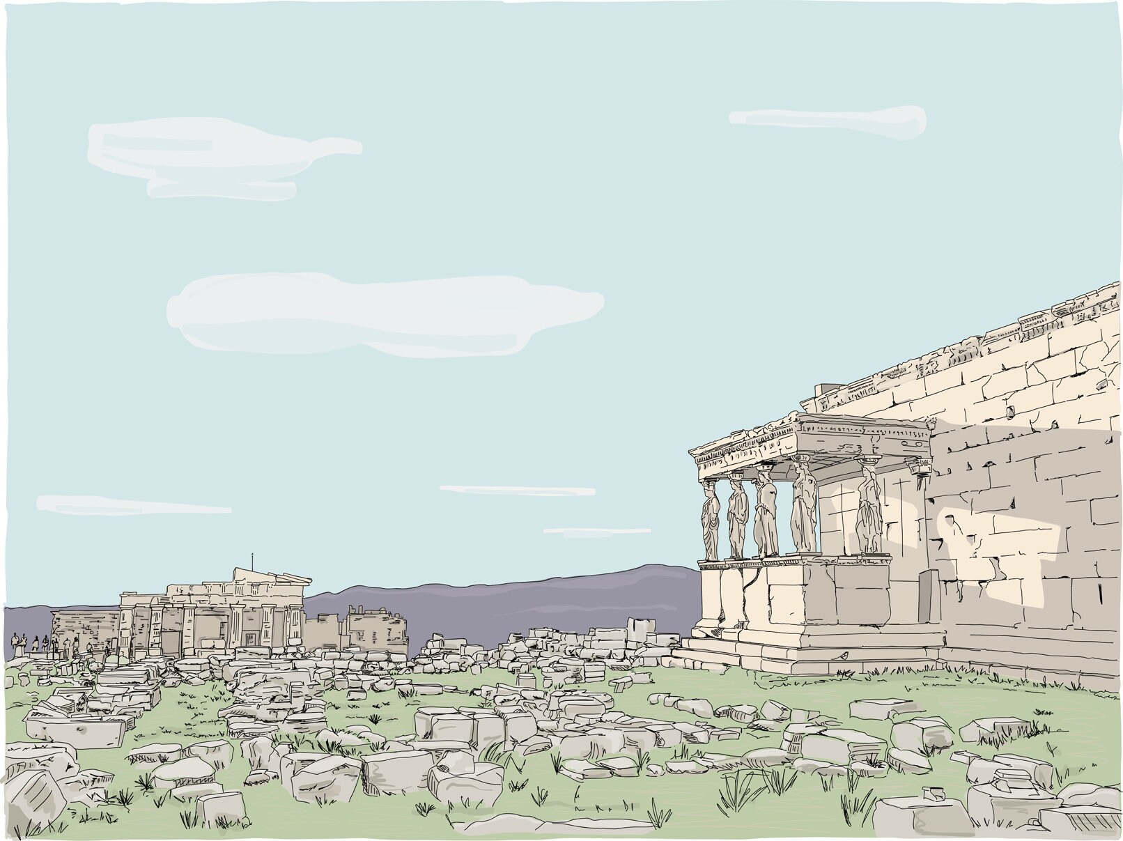 Acropolis of Athens, Greece. Ancient Ruins and the Caryatid Porch ...