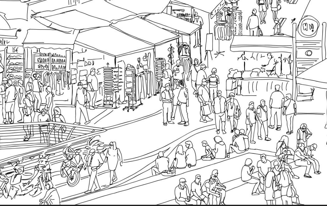 Athens, Greece. Monastiraki Square Crowded Market Street Scene ...