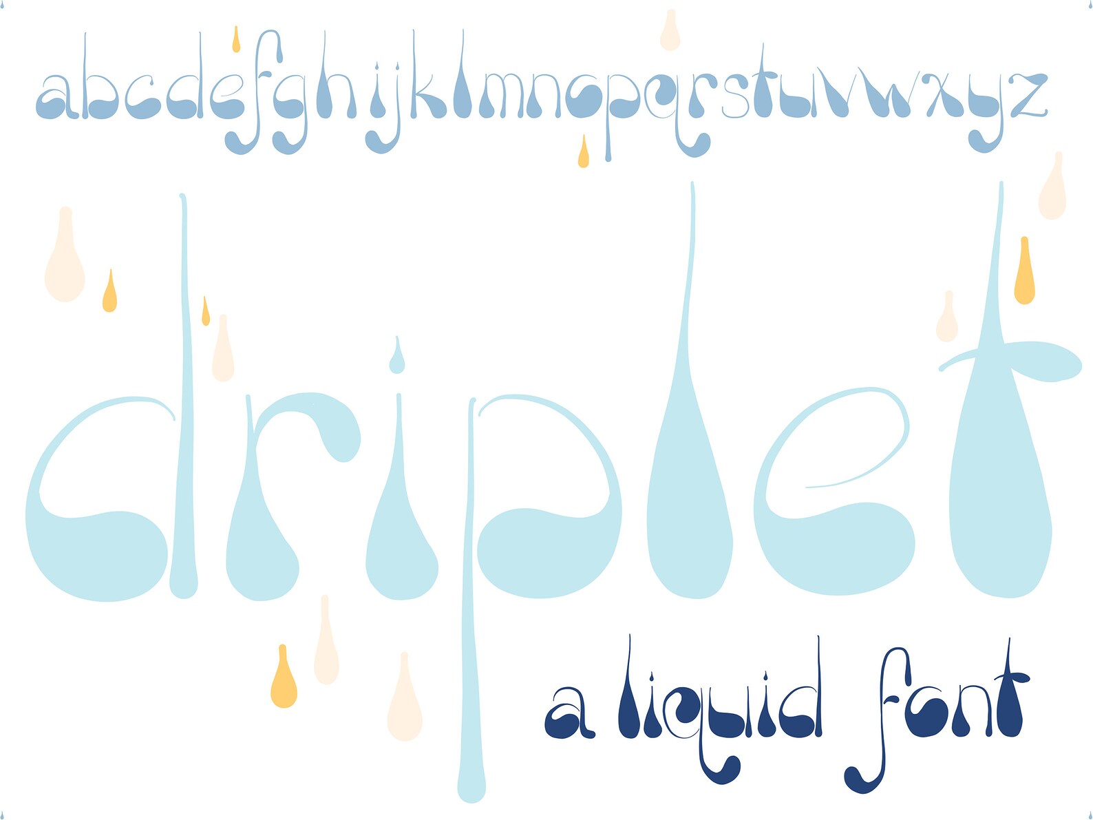 Font Driplet, A Cute, Watery Letter and Character Set. Hand Drawn With ...