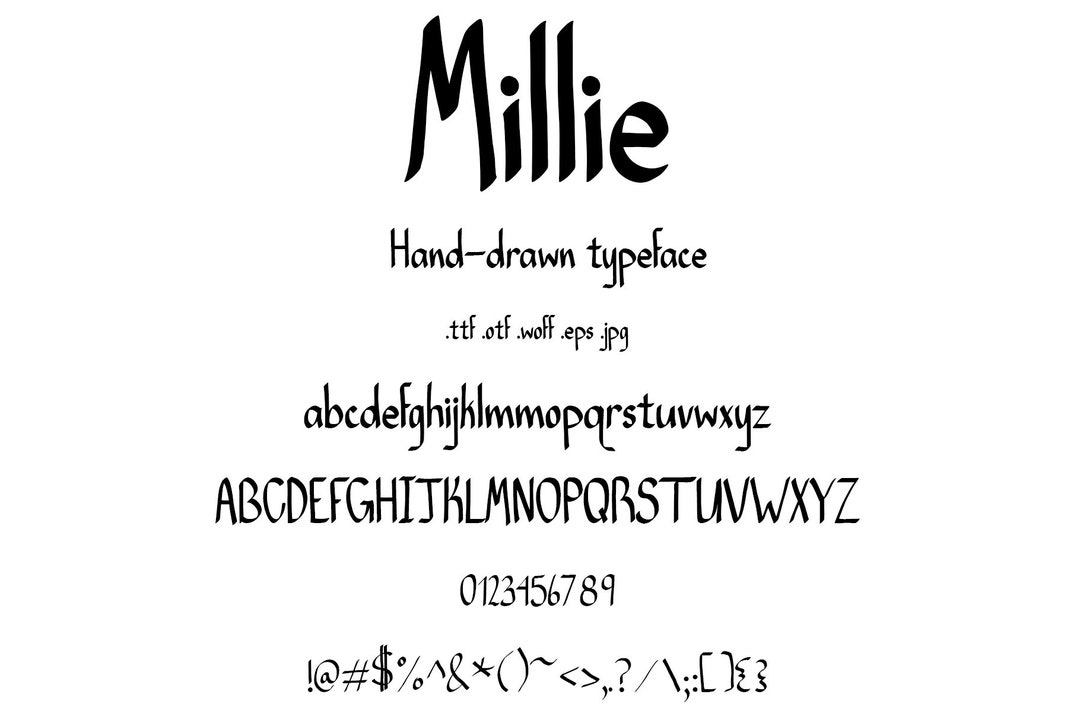 Font Millie. Contemporary Calligraphy Letter and Character Set. Hand ...