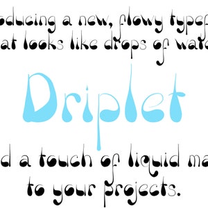 Font Driplet, A Cute, Watery Letter and Character Set. Hand Drawn With ...