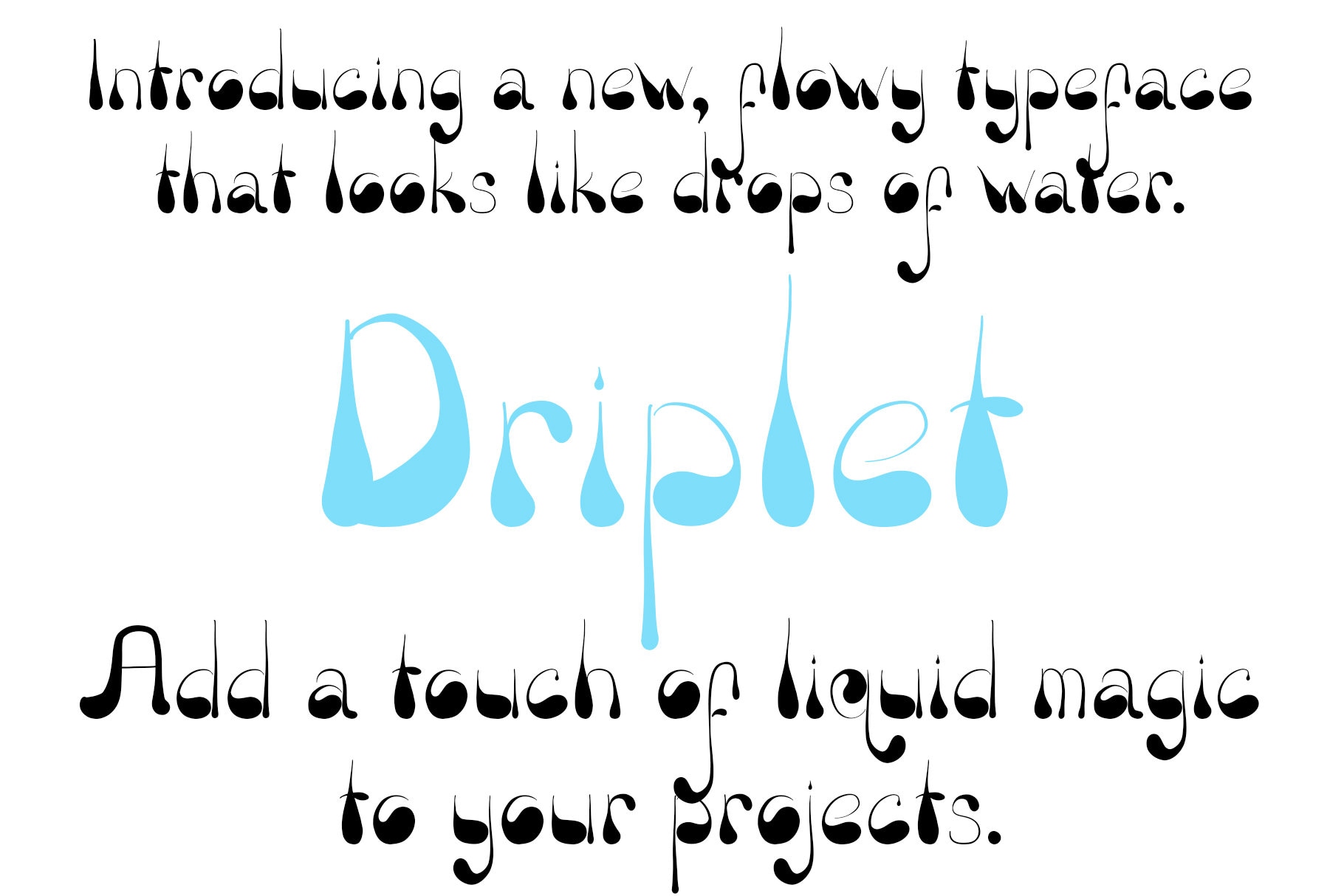 Font Driplet, A Cute, Watery Letter and Character Set. Hand Drawn With ...