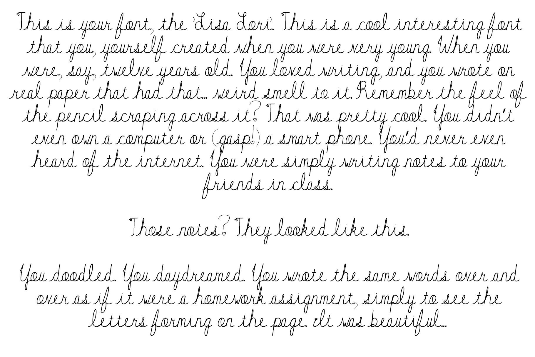 Font Lisa Lori, A Cute Handwritten Hand Drawn Script Font Letter and ...