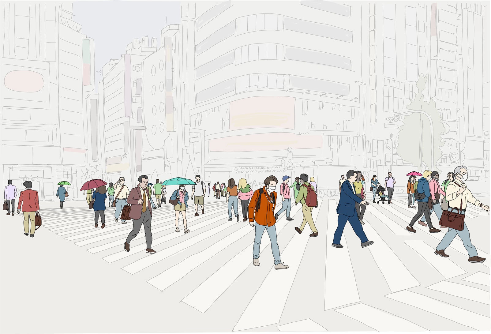 Tokyo, Japan - Shinjuku Crowd Street Scene. Digital Art Print Download ...