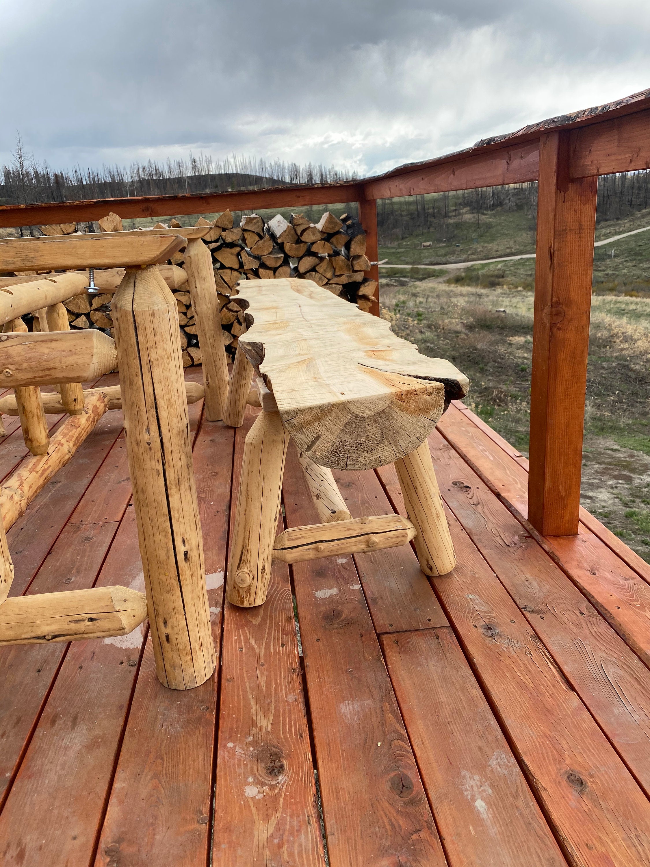 Half Log Bench - Etsy