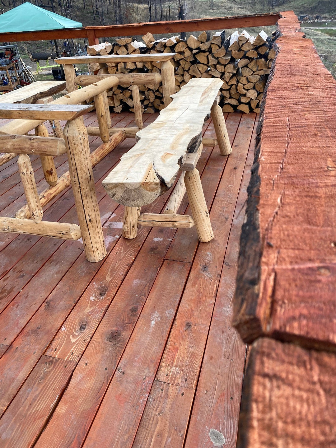 Half Log Bench - Etsy
