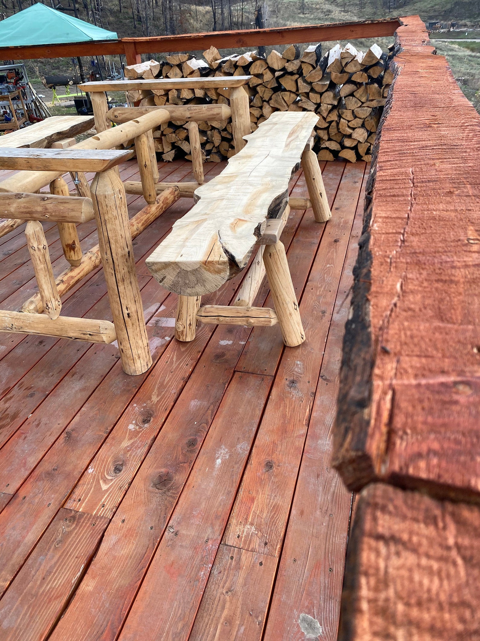Half Log Bench - Etsy