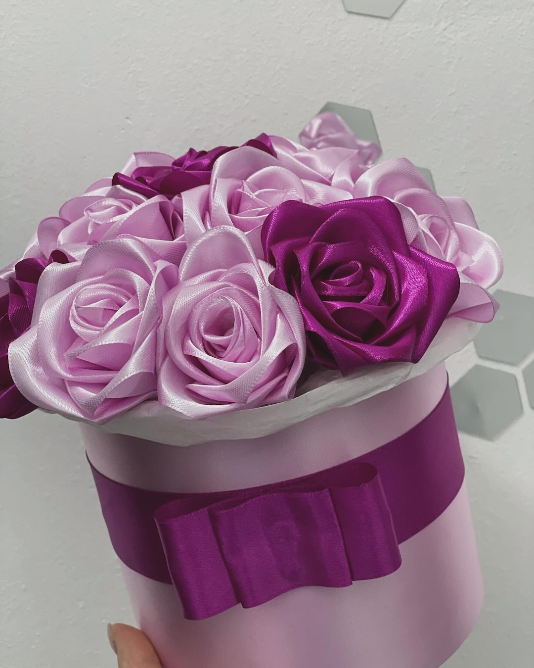 15 Artificial Satin Flowers in Pot, Rose for Wedding,satin Ribbon Rose ...