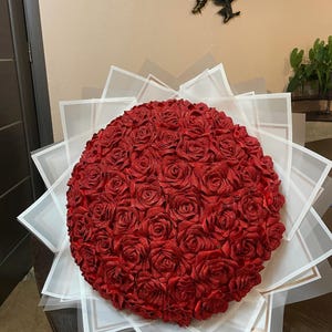 Ramo Buchon, Red Glitter Bud With Custom Wrapper, Eternal Rose Bouquet ...
