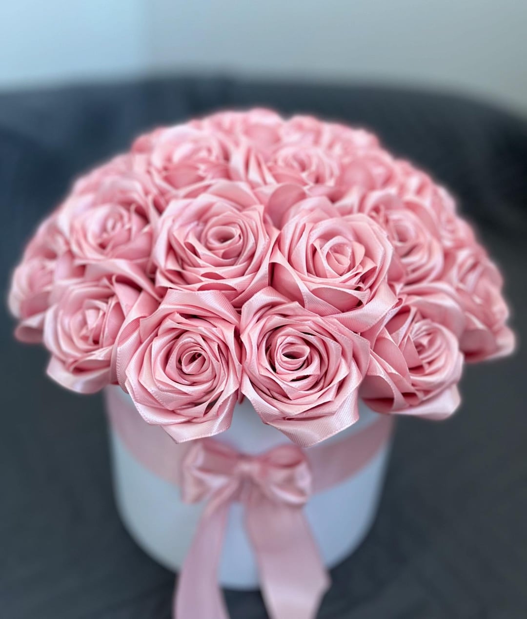 Soft Pink Satin Flower Arrangement in Pot, Wedding Bouquet, Artificial ...