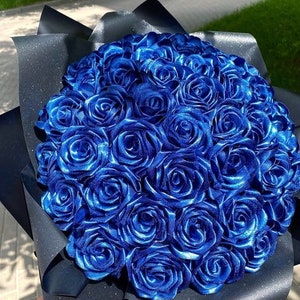 Glitter Satin Wedding Bouquet, Custom Eternal Rose Bouquet, Satin ...