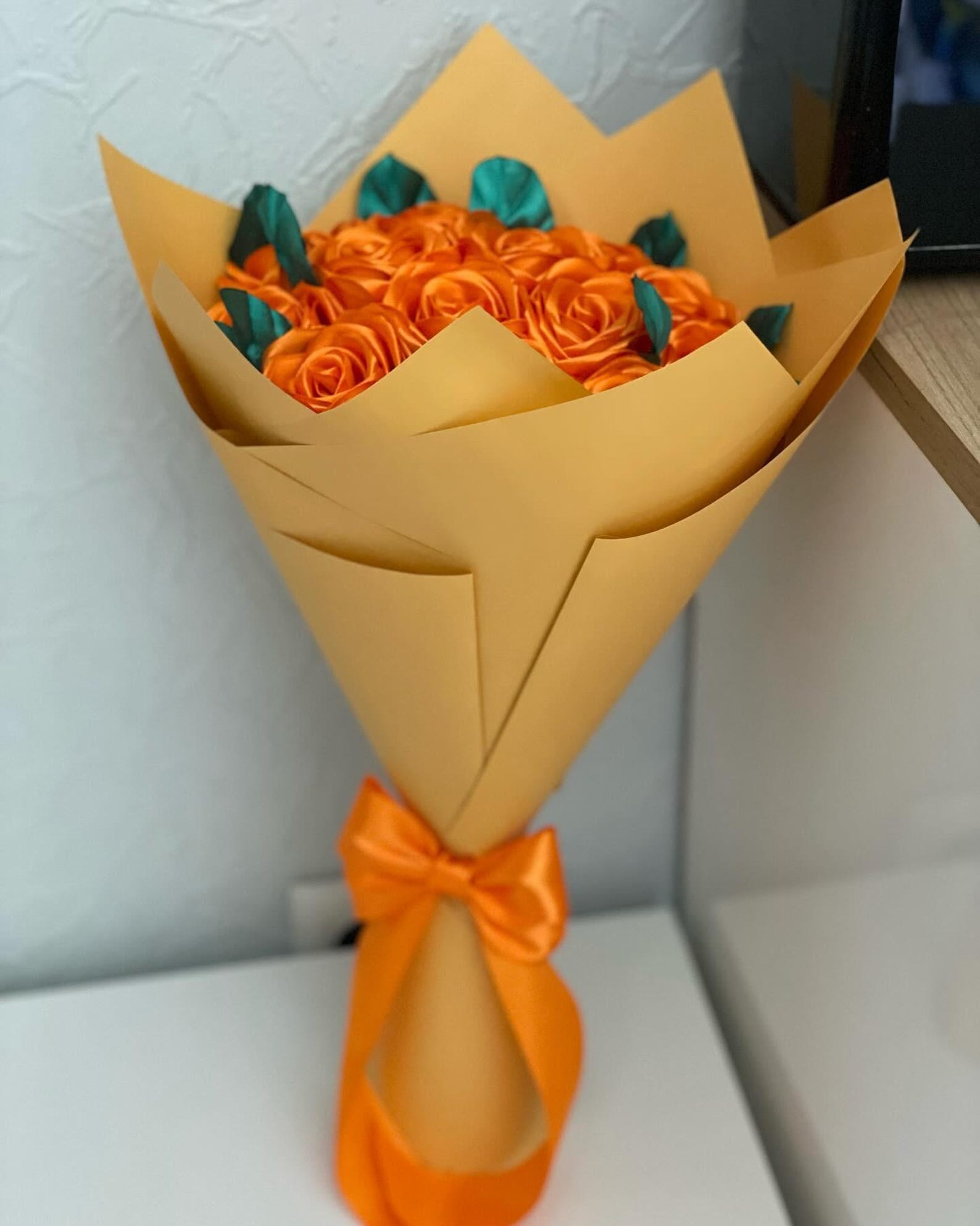 Orange Bouquet Eternal Roses, Holiday Gifts Flower Bouquet, Birthday ...