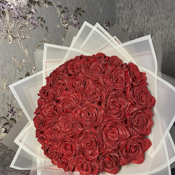 Glitter Roses Bouquet - Etsy