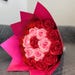 Red-pink Satin Ribbon Bouquet in Cherry-colored Wrap, Perfect Gift for ...