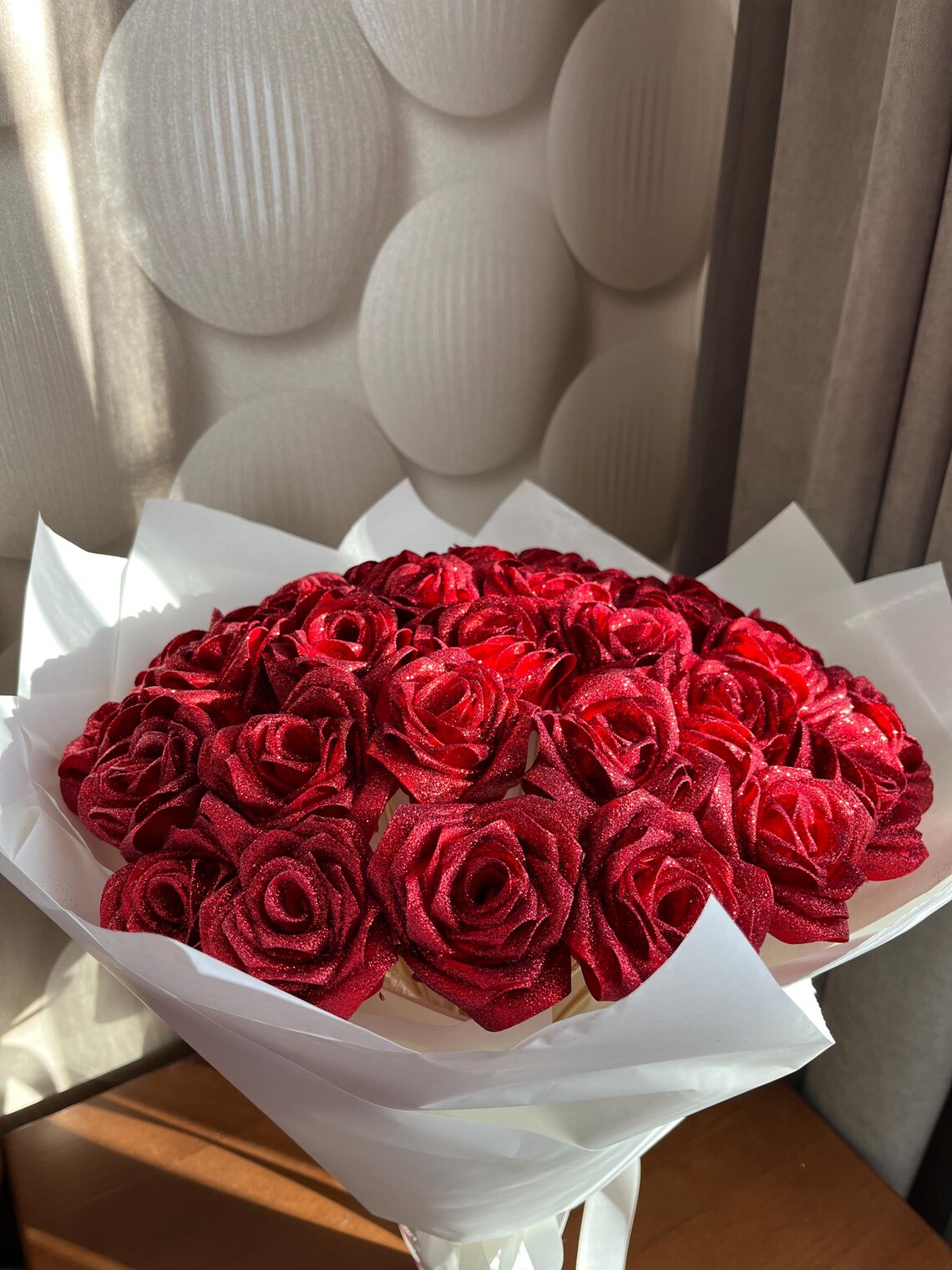Custom Order, Red Bouquet Satin Roses, Personalized Text or Topper ...