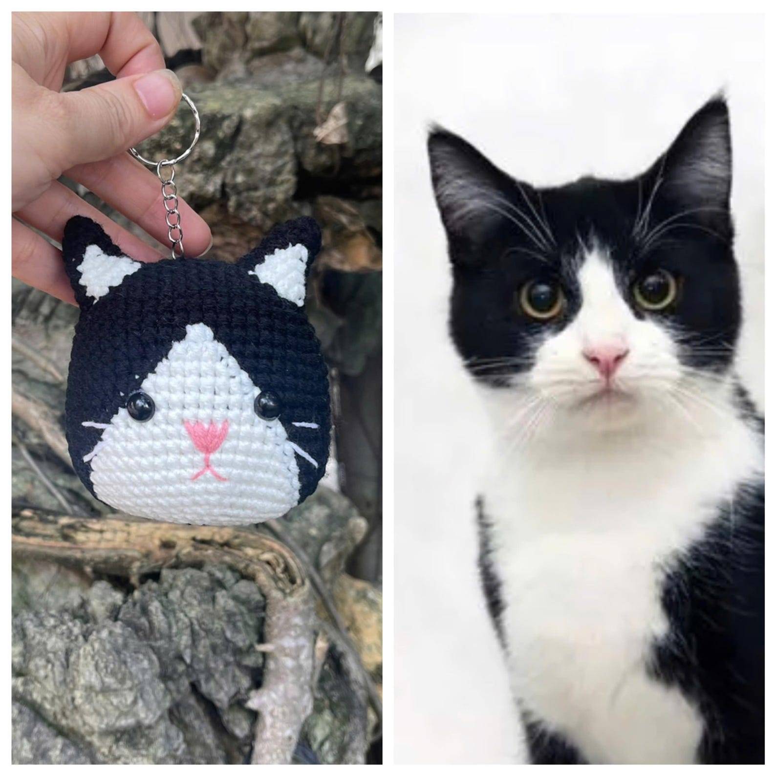 Custom Cat Keychain, Cat Bag Charm, Custom Crochet Cat, Cat Head ...