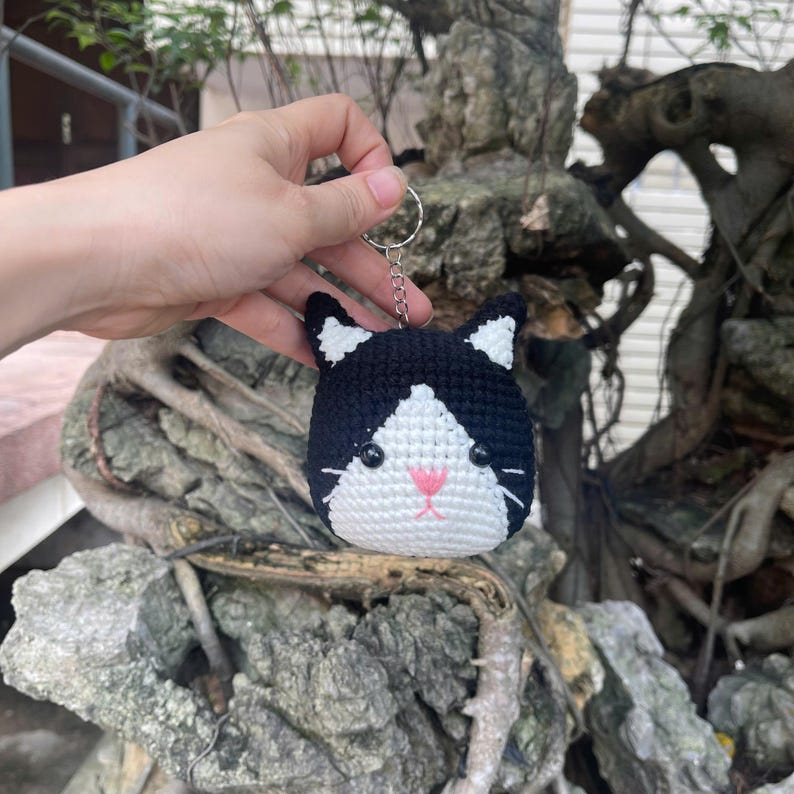 Custom Cat Keychain, Cat Bag Charm, Custom Crochet Cat, Cat Head ...