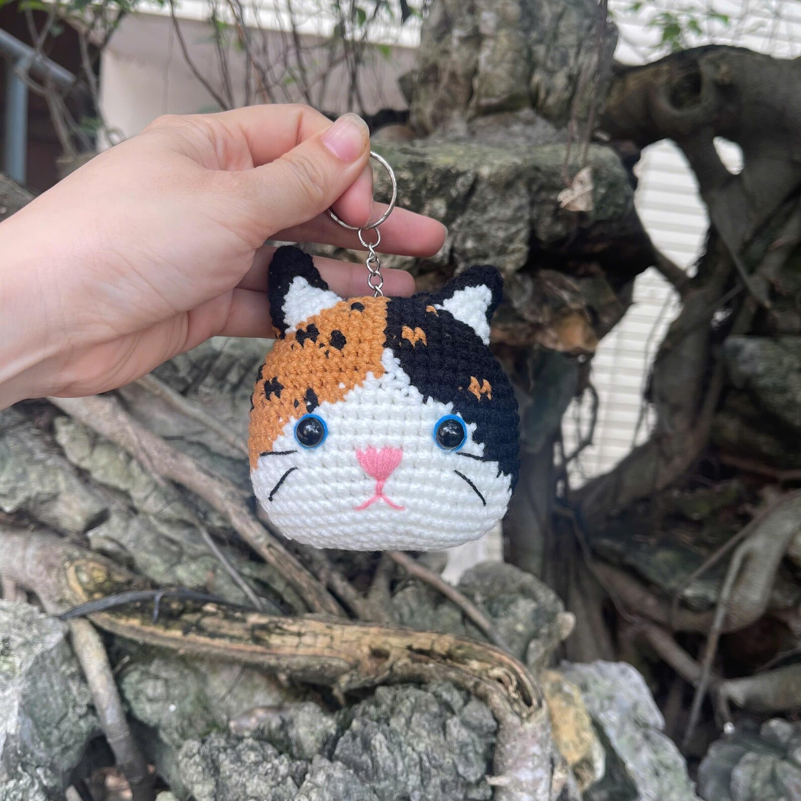 Custom Cat Keychain, Cat Bag Charm, Custom Crochet Cat, Cat Head ...