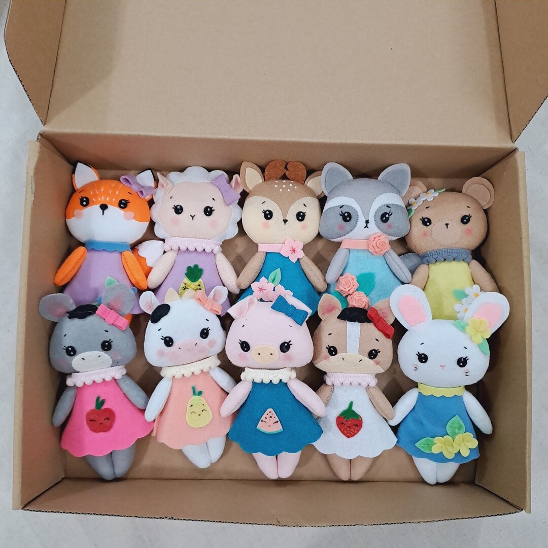 Animals Felt Set, Animal Stuffed Plush, Fox, Bunny, Bear, Deer, Raccoon ...
